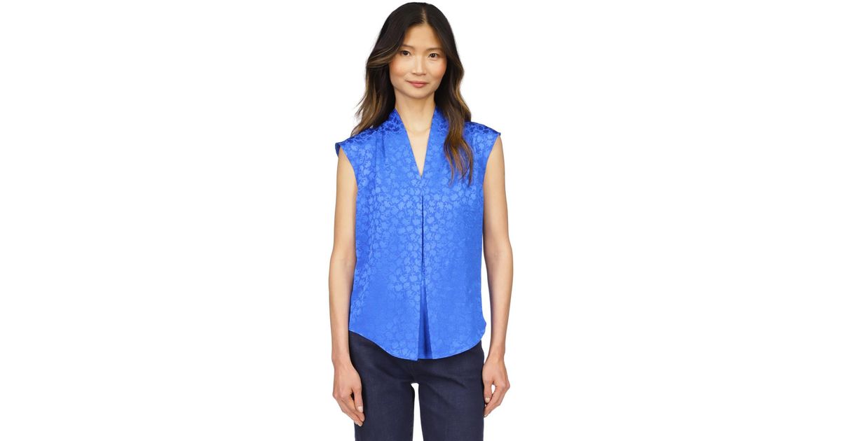 Michael Kors Michael Fleur Jacquard Top In Blue Lyst