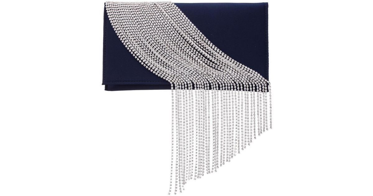 Nina Crystal Chain Slim Envelope Clutch in Blue | Lyst
