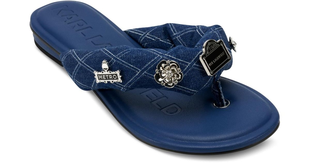KARL LAGERFELD Ceejay Rue Embellished Sandals in Blue | Lyst