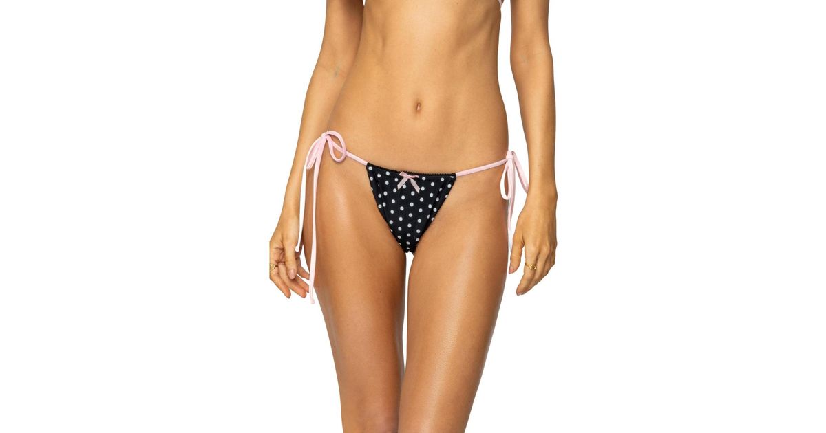 Edikted Leigh Polka Dot String Bikini Bottom in Pink | Lyst