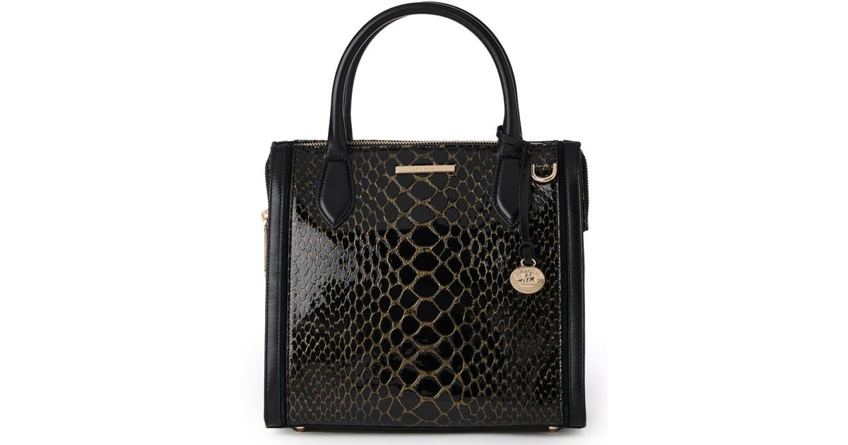 Brahmin Small Caroline Cavatica Leather Satchel in Black | Lyst