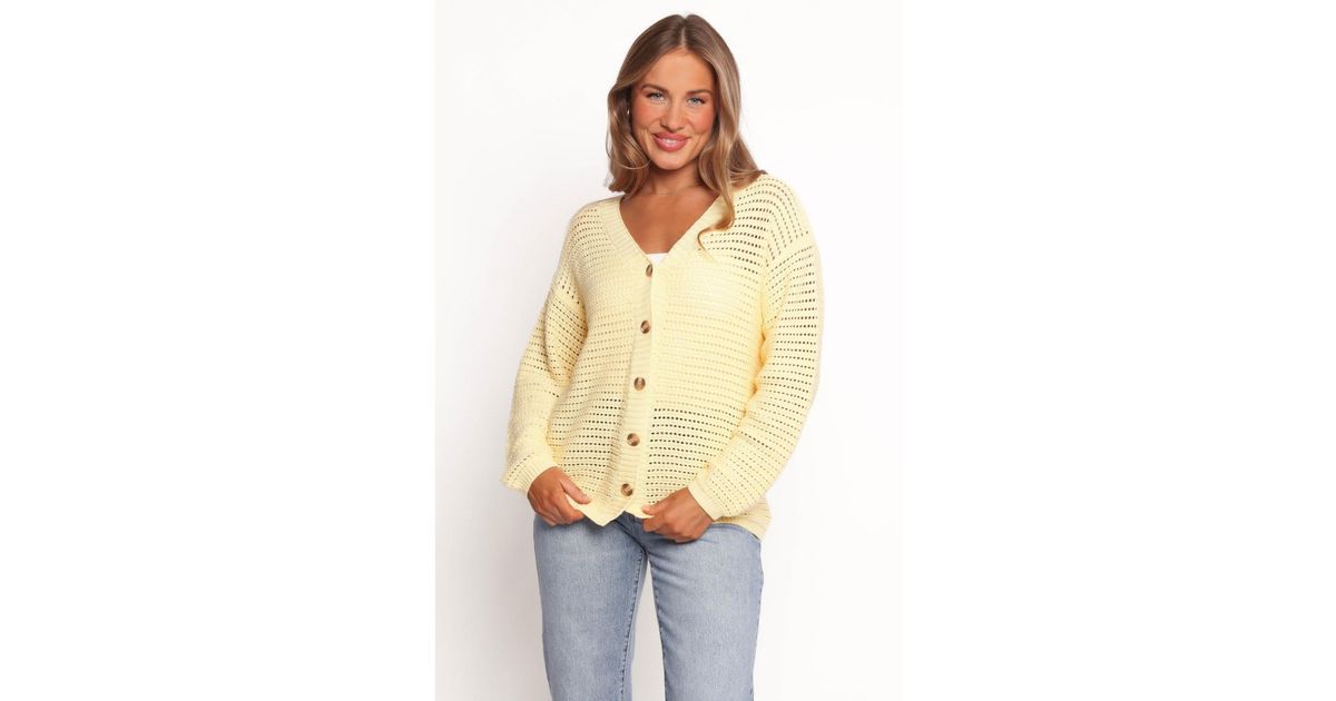 Petal & Pup Carrie Button Front Cardigan in Natural | Lyst