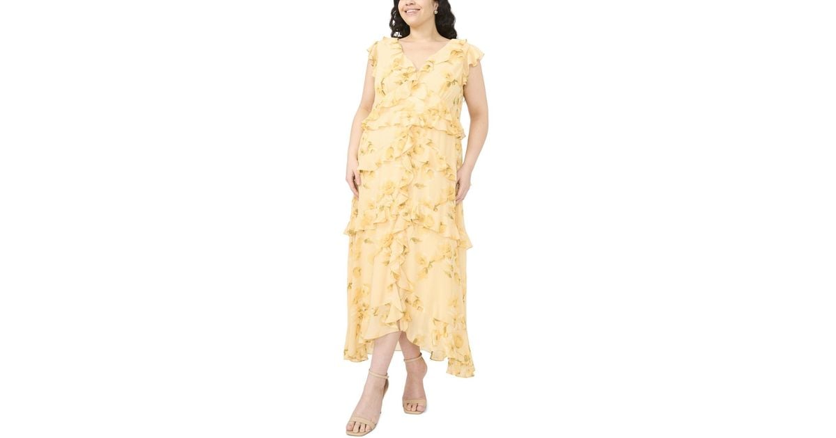 Msk Plus Size Ruffle Trim V-neck Dress in Metallic | Lyst