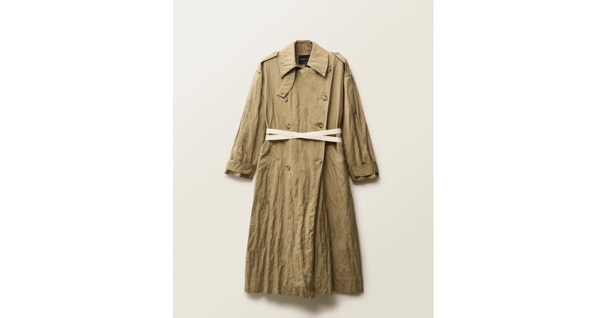 Mango Oversized Wrinkled Effect Trench Coat in Natural | Lyst