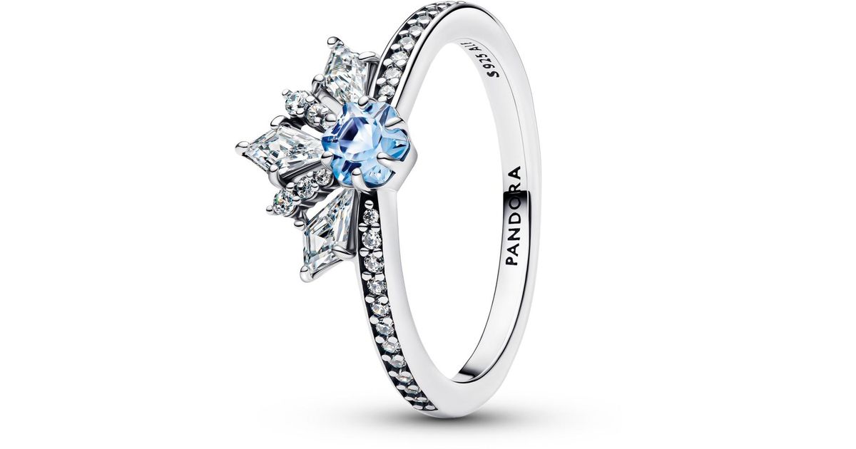 PANDORA Disney Frozen Queen Elsa Tiara Ring in White | Lyst