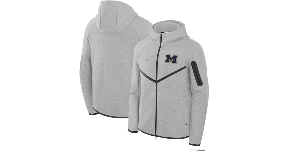 Nike Michigan Wolverines Tech Fleece Full-zip Windrunner Hoodie in Gray ...