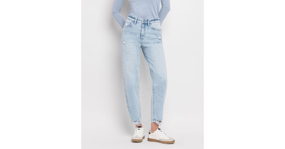 Flying Monkey Super High Rise Barrel Leg Jeans in Blue | Lyst
