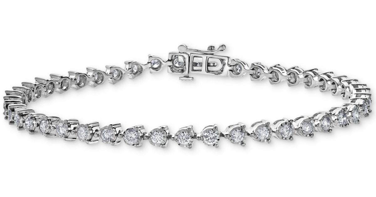 Macy's Diamond Bezel Tennis Bracelet (2 Ct. T.w. in White | Lyst