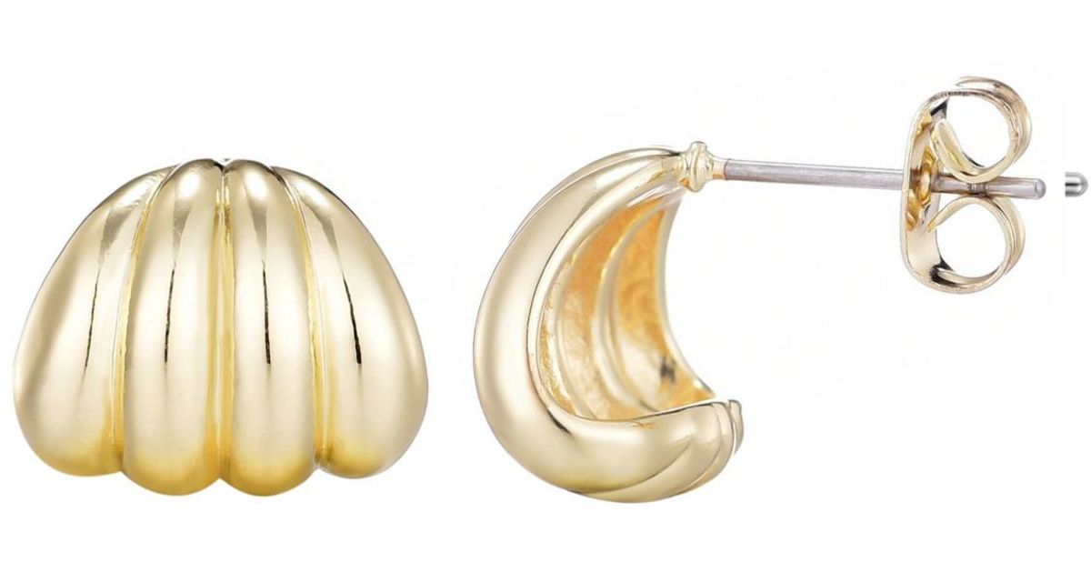 Adornia Plated Fluted Wrap Around huggie Earrings in Metallic | Lyst