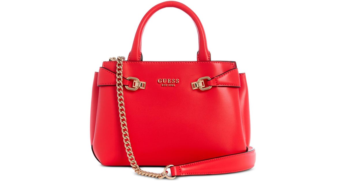 Guess Lorelei Mini Satchel Bag in Red | Lyst