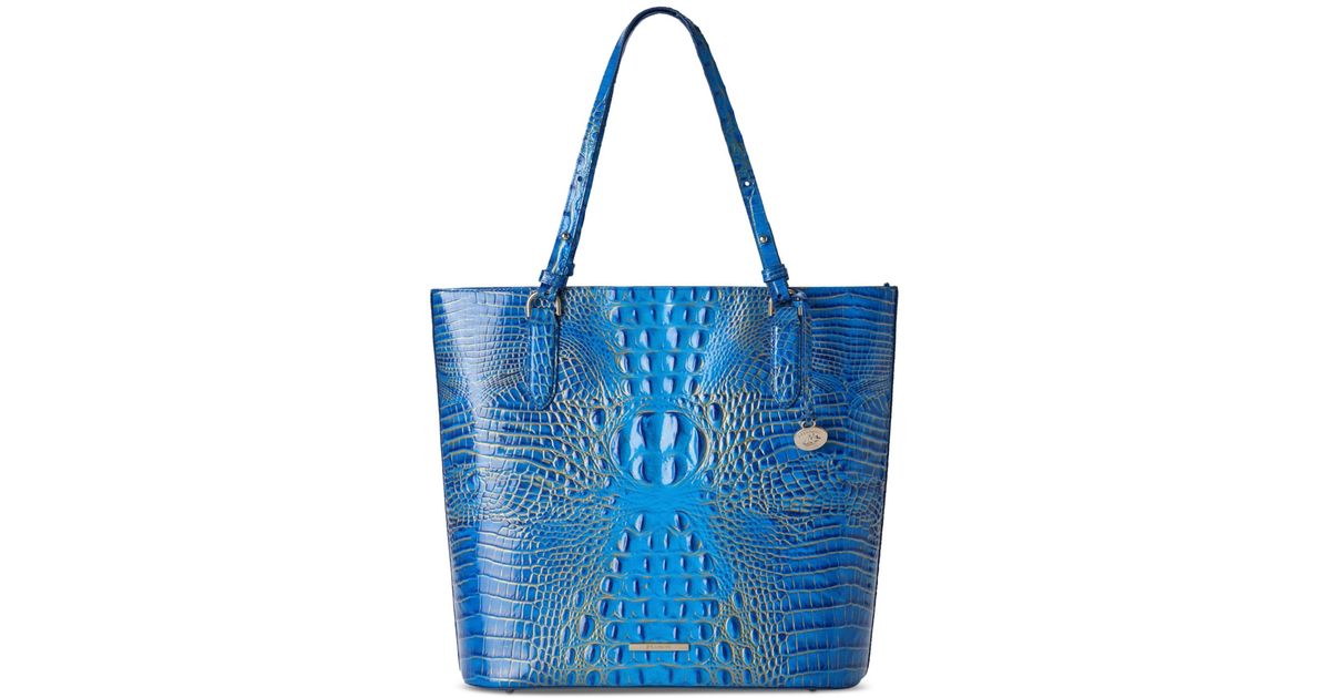 Brahmin Ezra Melbourne Embossed Large Leather Tote in Blue | Lyst