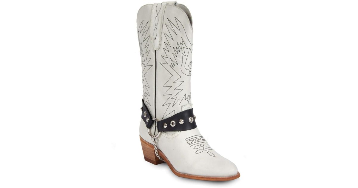Urbnkicks Cowboy Leather Boots By Urbn Kicks in White | Lyst