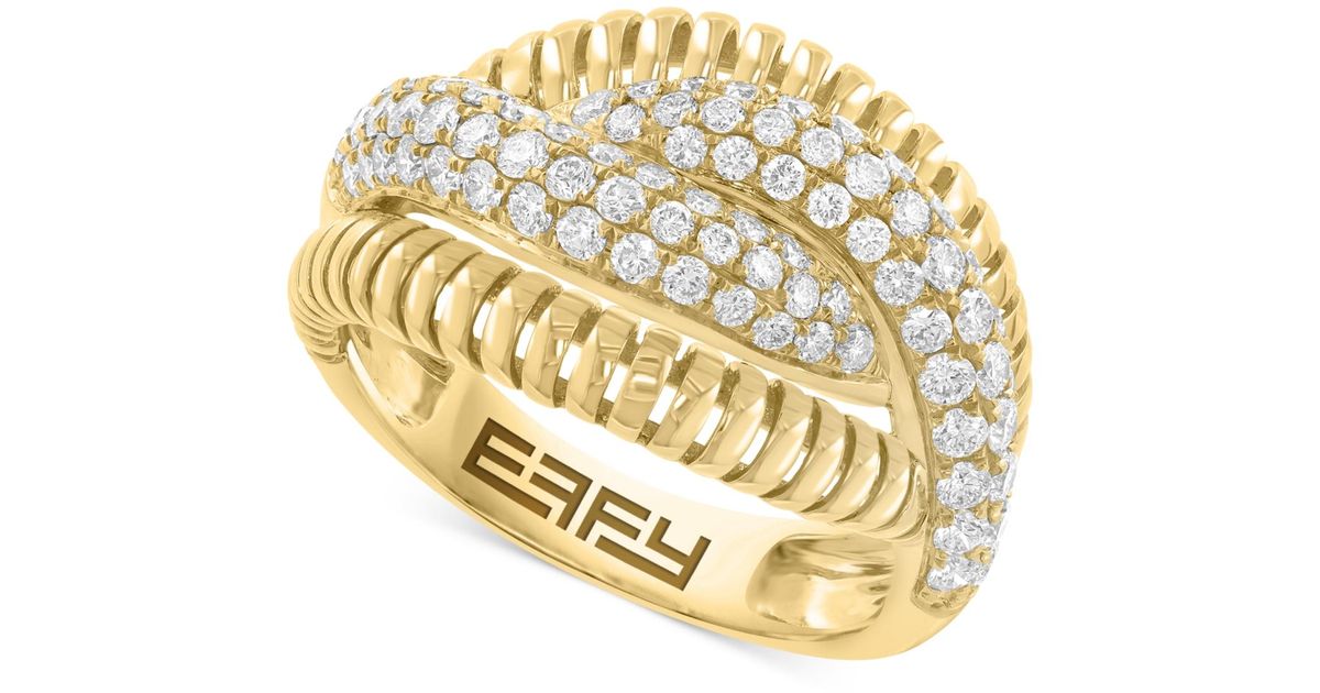 Effy Effy Diamond Crossover Statement Ring (1-1/10 Ct. T.w. in Metallic ...
