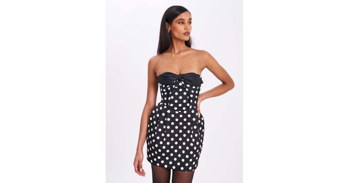 Miss Circle Tahira Polka Strapless Mini Dress in Blue | Lyst