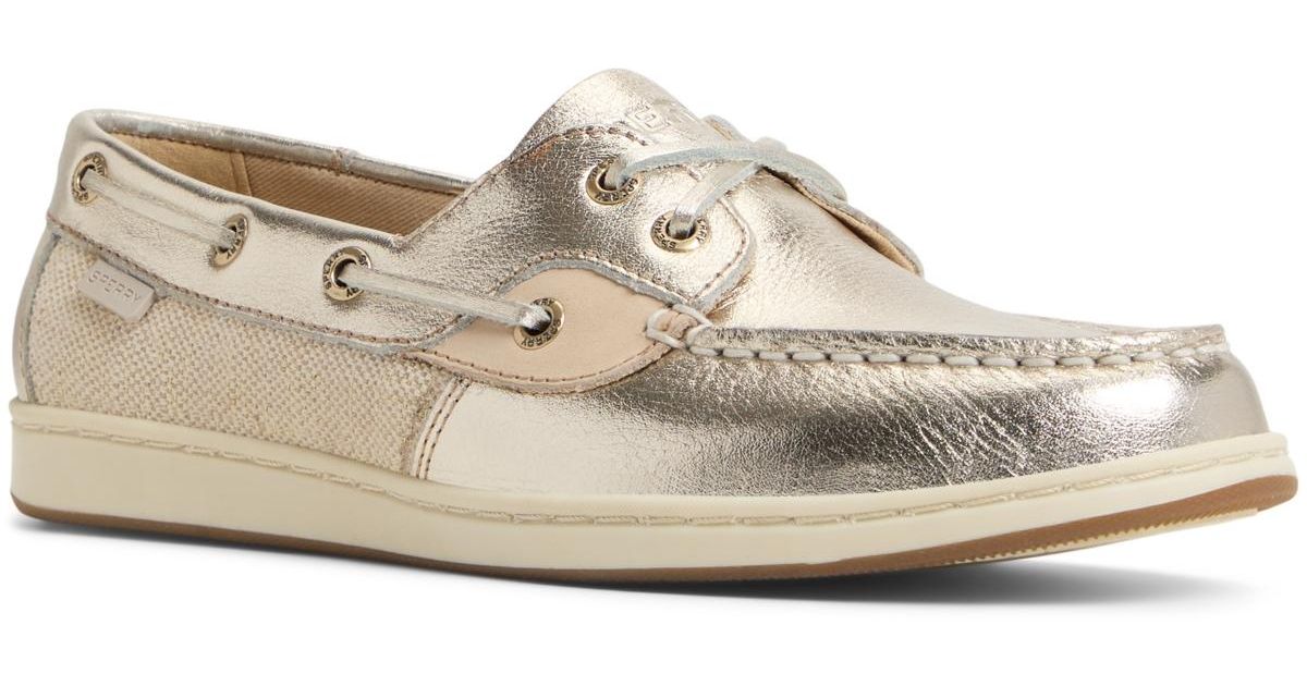 Sperry Top-Sider Coastfish Round Toe Boat Shoe in White | Lyst