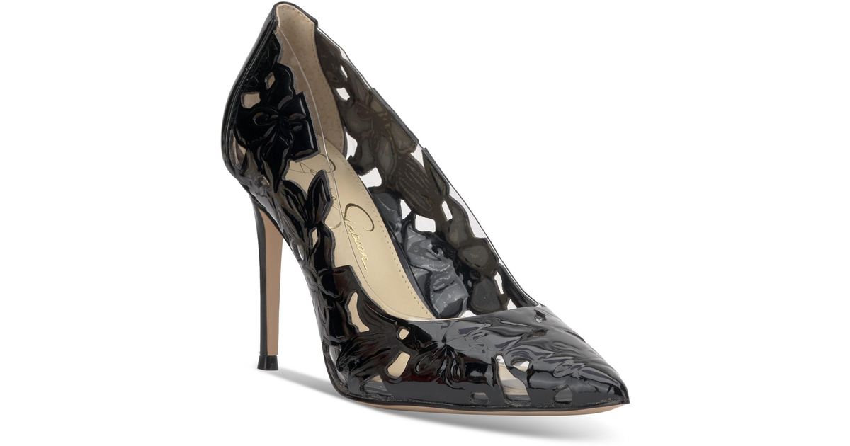 Jessica Simpson Erinia Cutout Floral Pumps in Black | Lyst