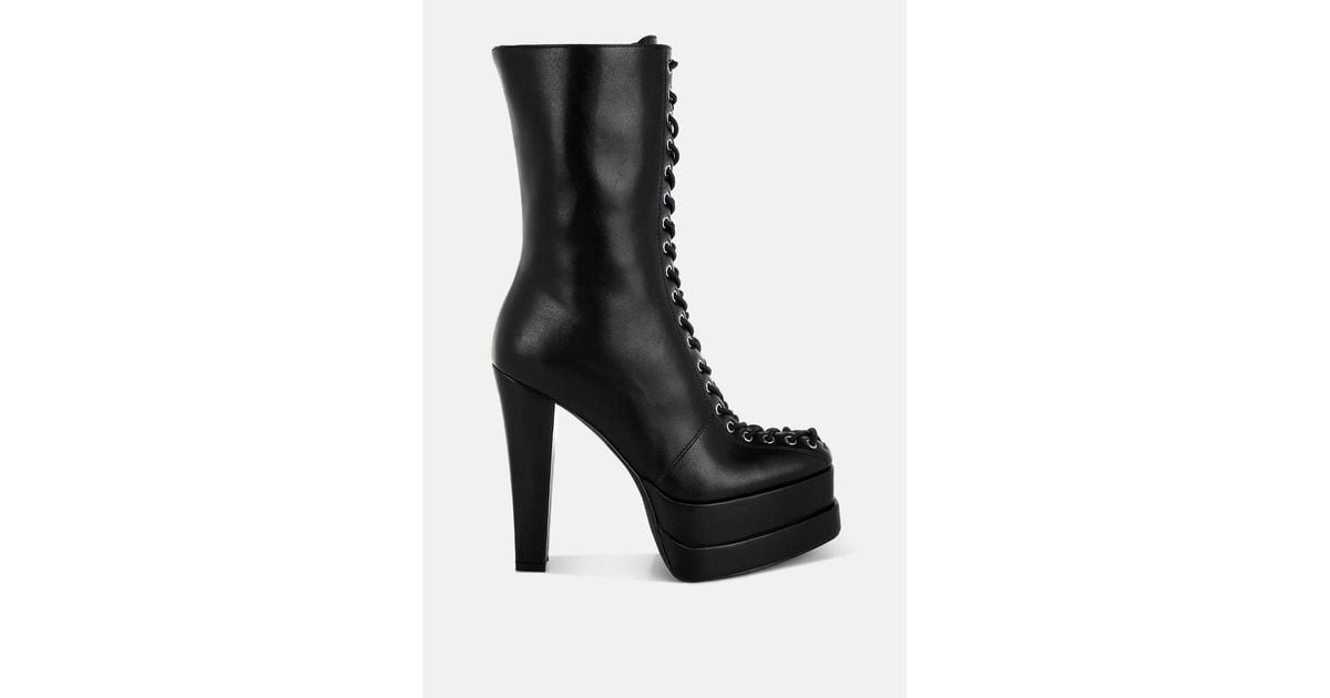 LONDON RAG Sayal Faux Leather Lace Up Boots in Black | Lyst