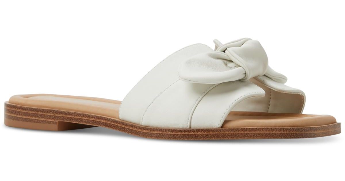 ALDO Lavinia Knot-trim Slide Flat Sandals in White | Lyst