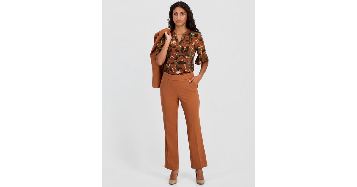 Anne Klein Essentials Petite Pull-on Knit Trousers in White | Lyst