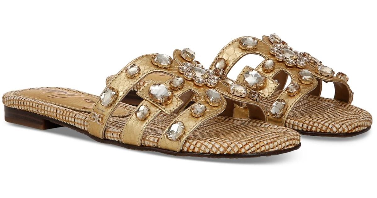 Sam Edelman Bay Ray Slide Flat Sandals in Metallic | Lyst