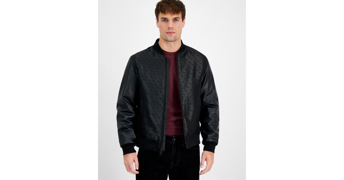 Guess Logo Varsity Jacket in Black for Men | Lyst