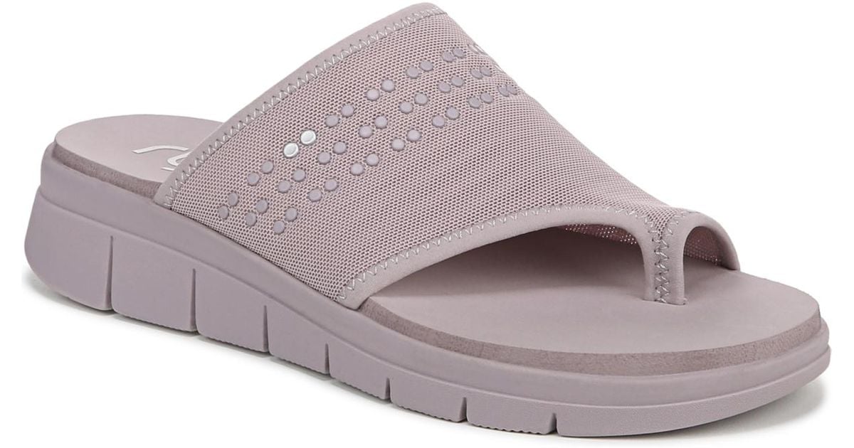 Ryka Elegance Washable Toe Loop Slide Sandals in Gray | Lyst