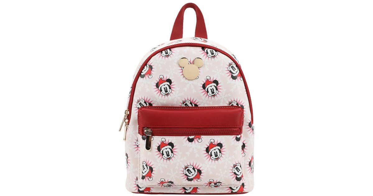Disney Mickey Mouse Santa Mickey White 10.6" White Mini Backpack in Red ...
