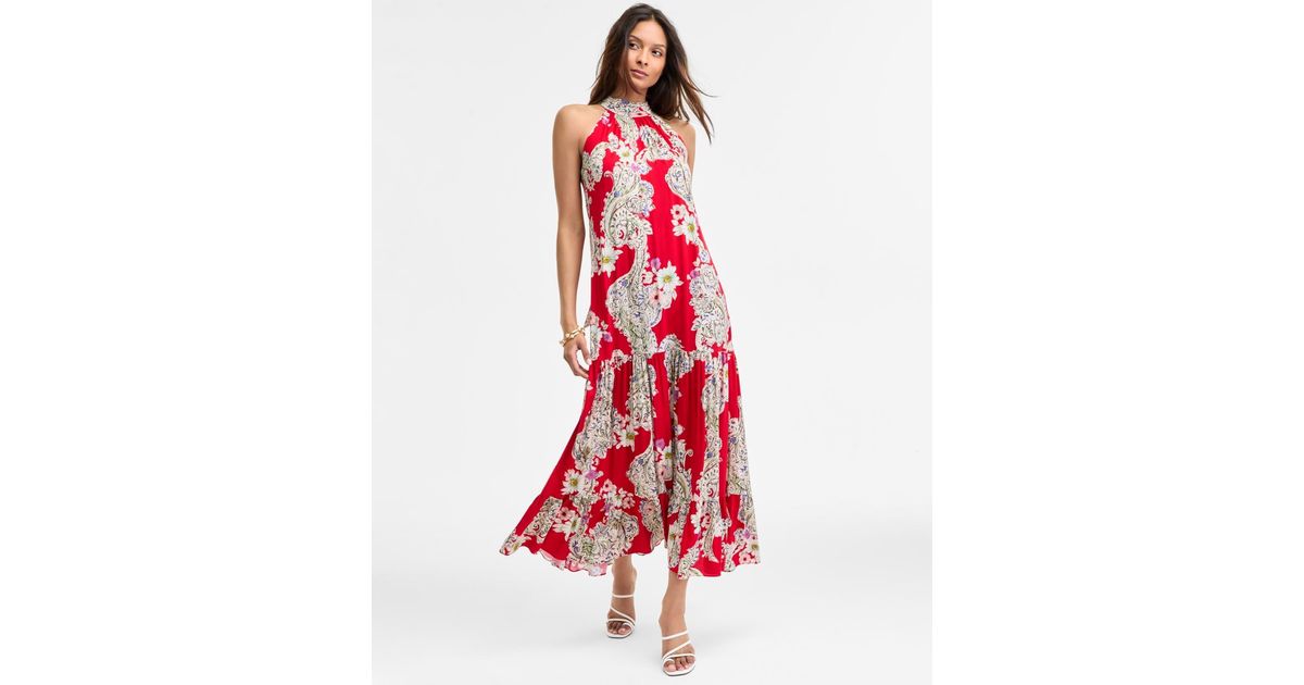 Msk Paisley Floral-print Tiered Maxi Dress | Lyst