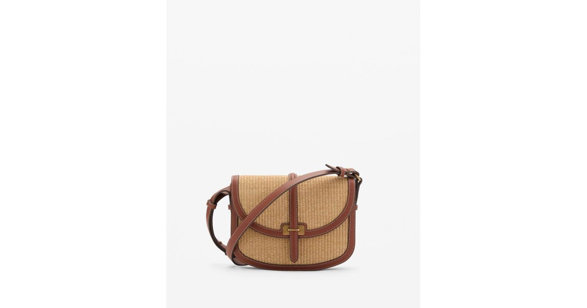 Mango Contrast Canvas Crossbody Bag in Brown | Lyst