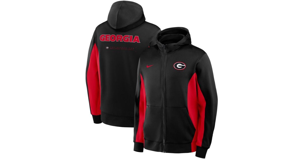Nike Black/red Georgia Bulldogs Dri-fit Game Full-zip Hoodie Jacket for ...