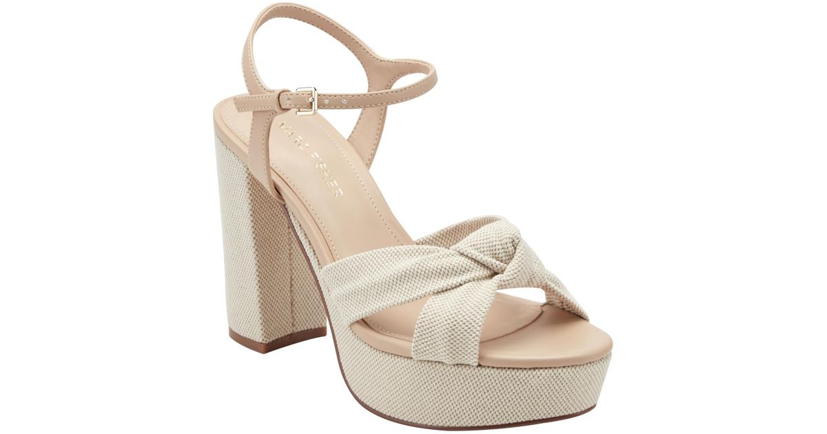 Marc Fisher Deren High Block Heel Platform Sandals in Natural | Lyst