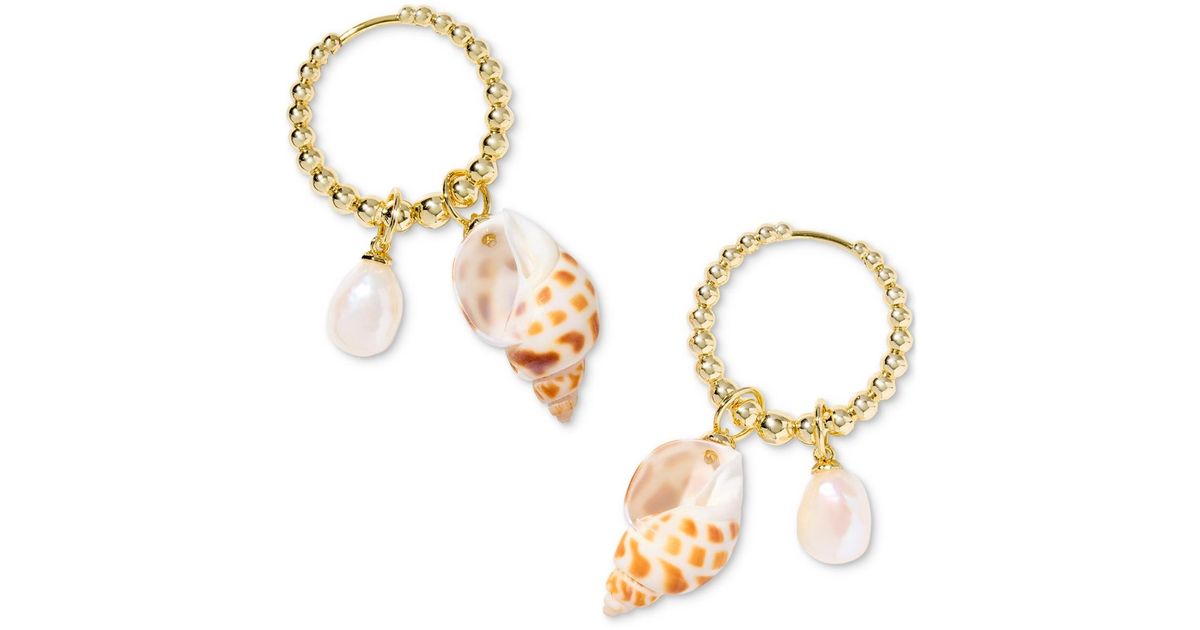 Kendra Scott Gold-tone Oleana Spotted Shell huggie Drop Earrings in ...