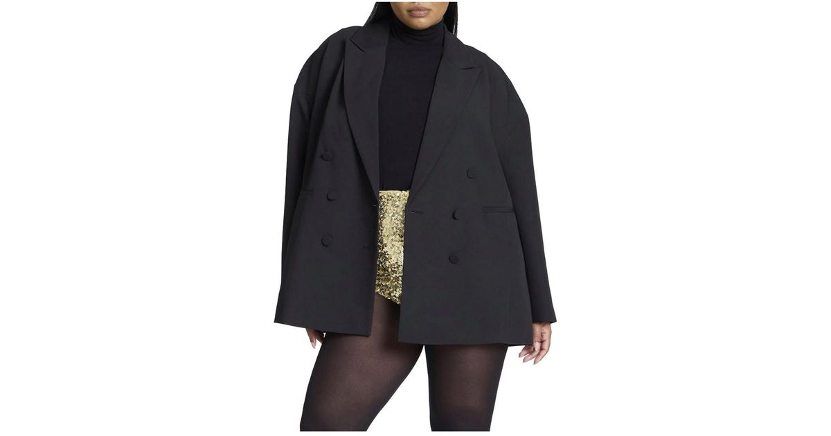 Eloquii Plus Size Oversized Boxy Blazer in Blue | Lyst