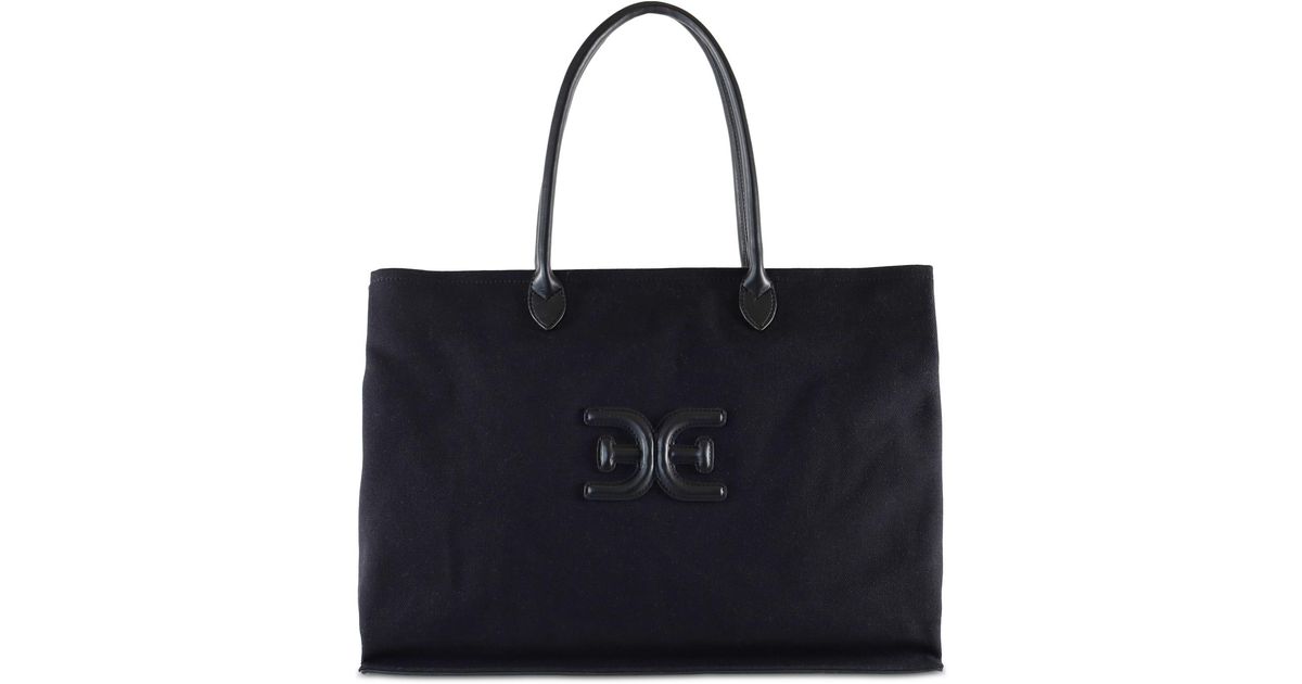 Sam Edelman Cooper Extra Large Logo Canvas Tote in Black | Lyst