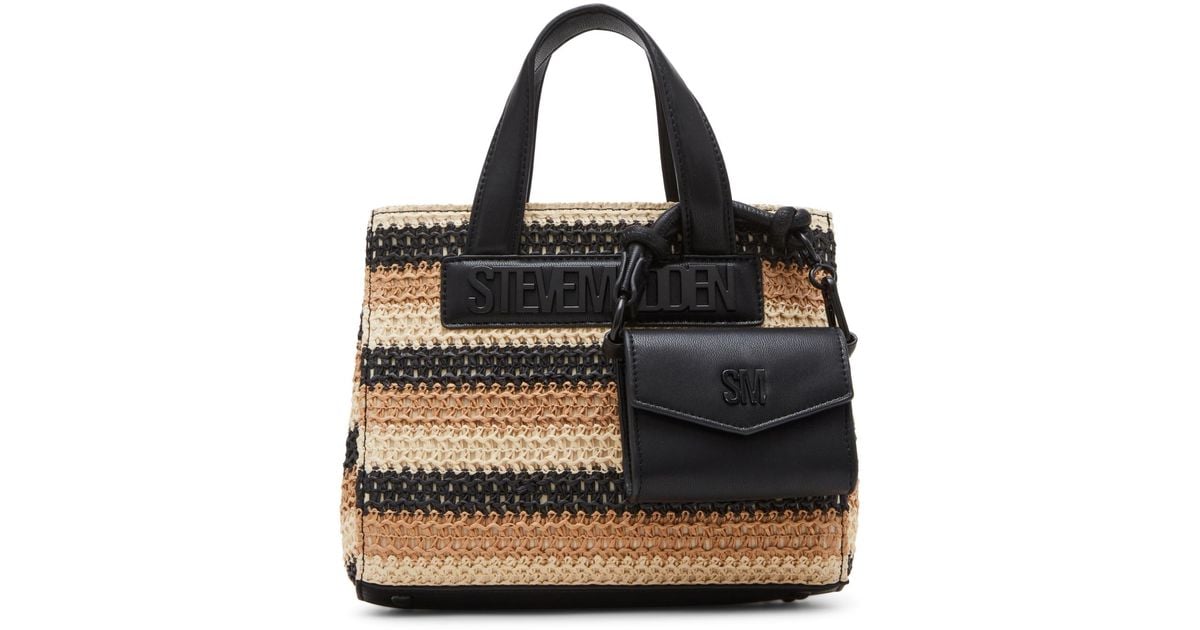 Steve Madden Bflores Raffia Mini Tote in Black | Lyst