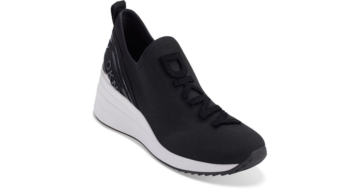 DKNY Keeva Slip-on Wedge Sneakers in Black | Lyst