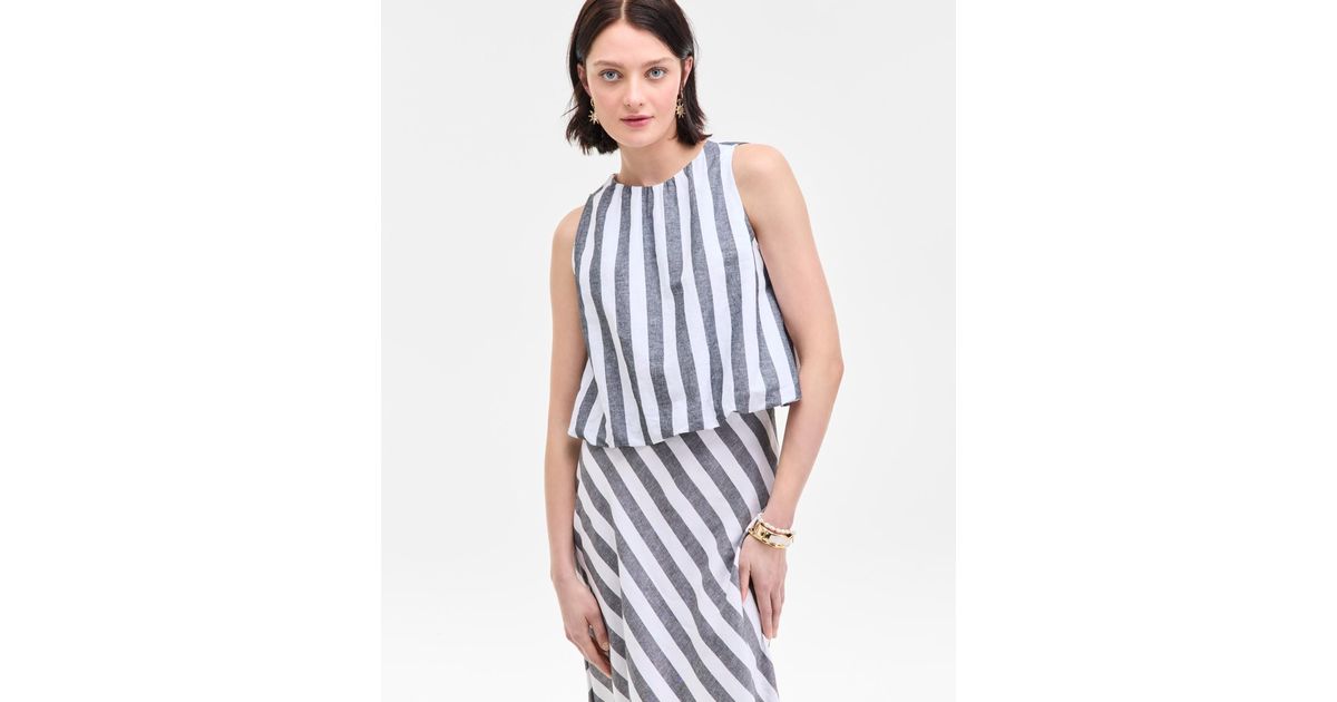 On 34th Cropped Bubble-hem Tank in Blue | Lyst