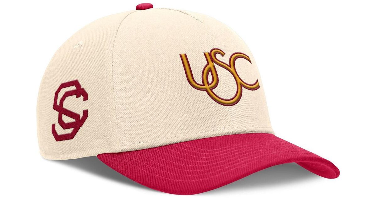 Nike Natural/cardinal Usc Trojans Academic Rise Dri-fit Adjustable Hat ...