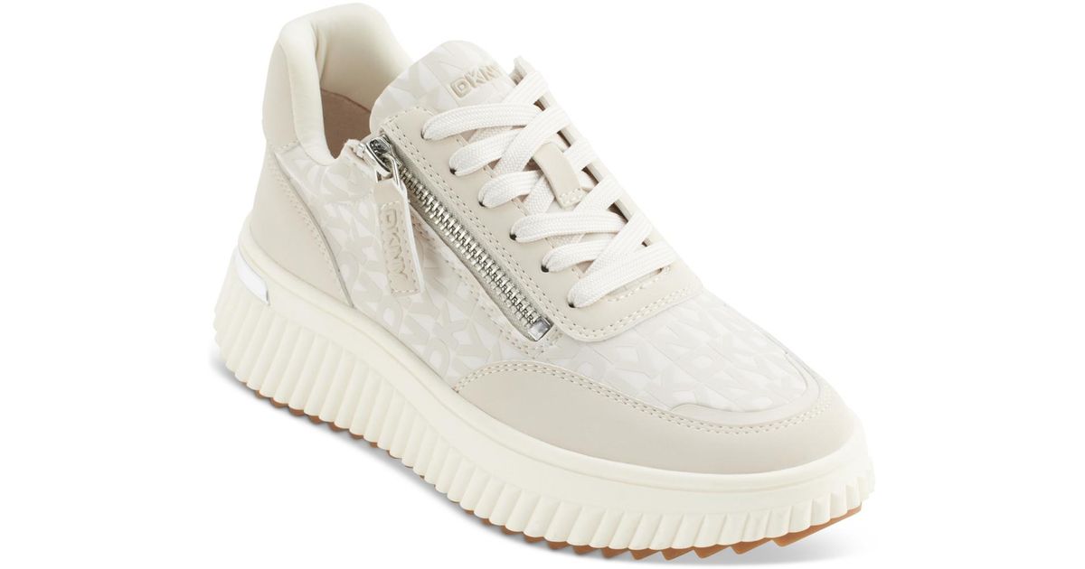 DKNY Lissa Logo Platform Sneakers in White | Lyst