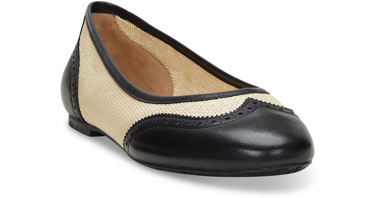 Ralph Lauren Jayna Wingtip Ballet Flats in Black | Lyst