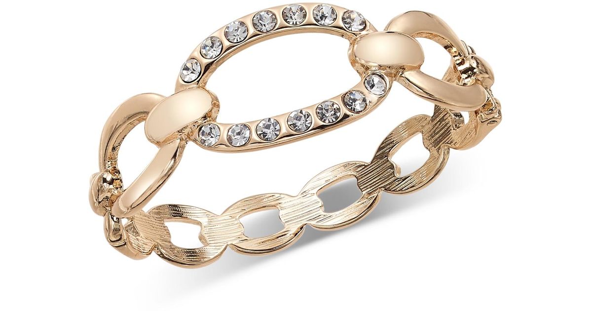 INC International Concepts Tone Pave Oval Link Bangle Bracelet in ...