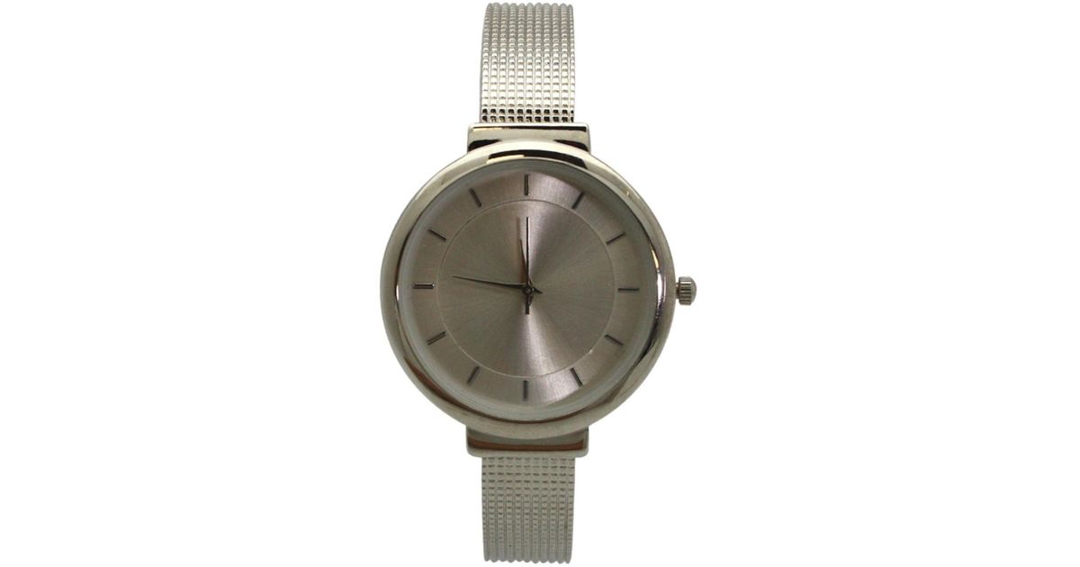 Olivia Pratt Shiny Face Textured Bangle Watch in Gray | Lyst