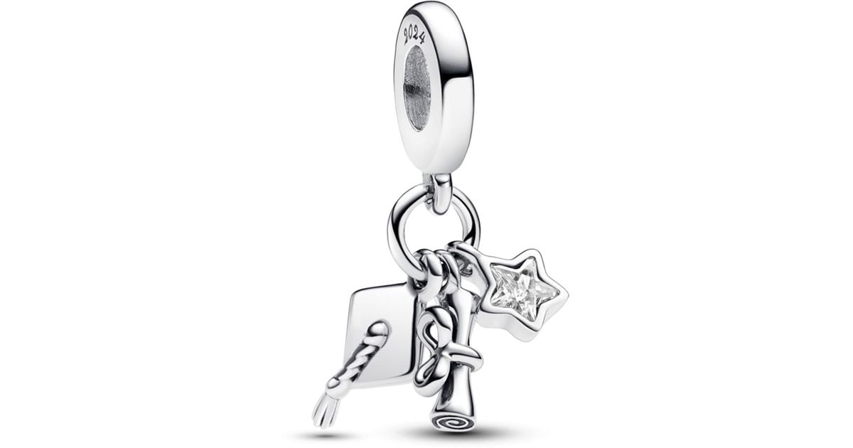 PANDORA 2024 Graduation Triple Dangle Charm in White | Lyst