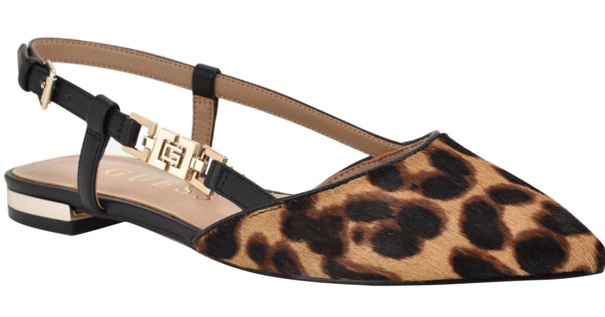 Guess Franie G Elite Slingback Flats in Brown | Lyst