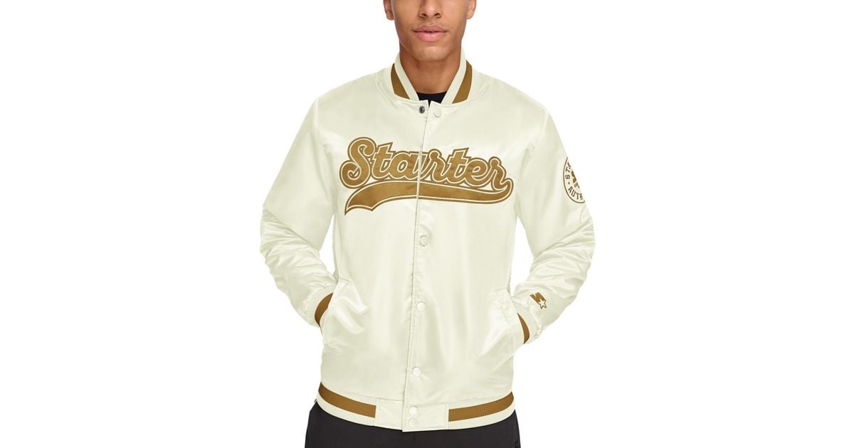 Starter Classic-fit Satin Varsity Bomber Jacket in Natural for Men | Lyst