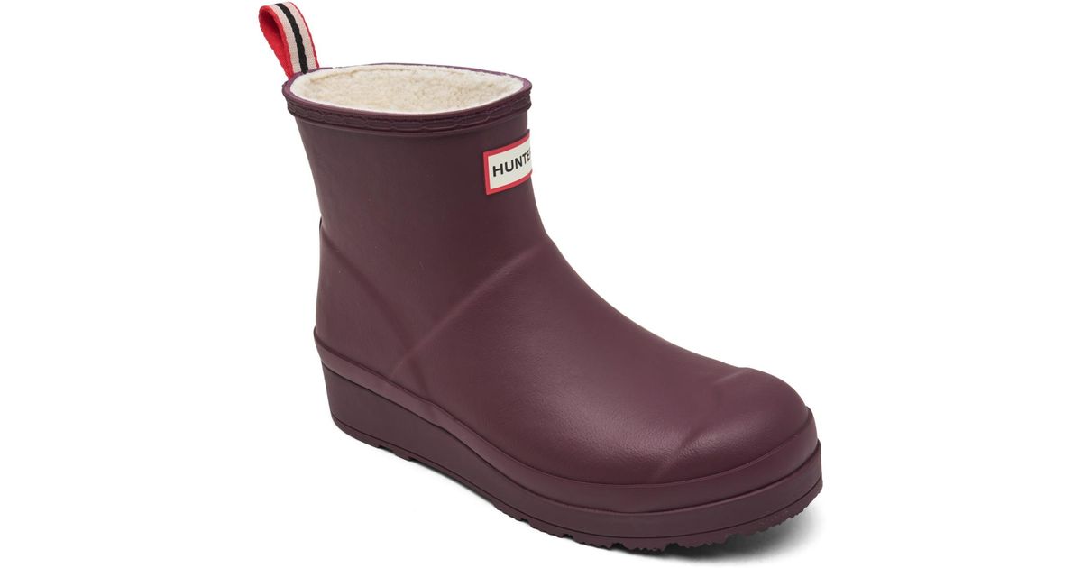 HUNTER Play Insulated Shearling Short Rain Boots From Finish Line in ...