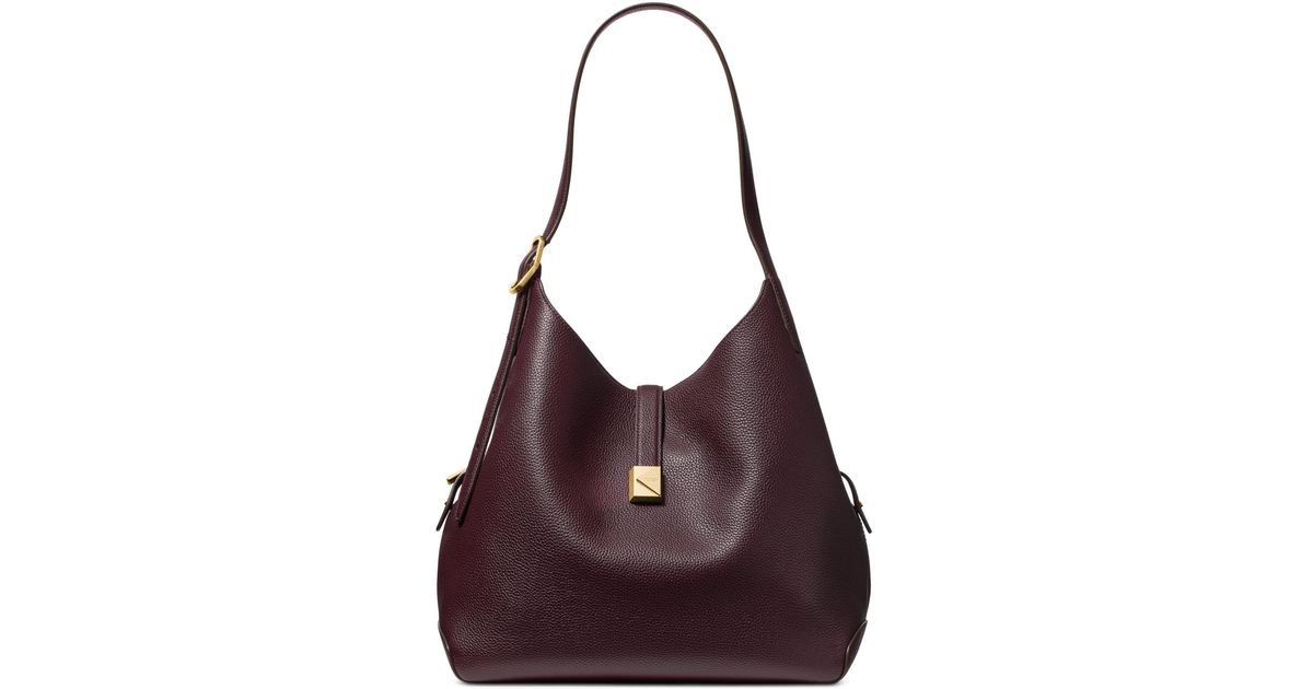 Kate Spade Deco Large Pebbled Leather Shoulder Bag in Purple | Lyst