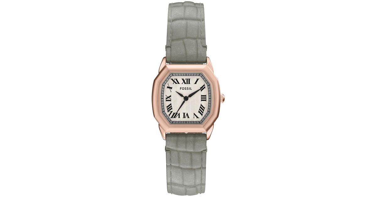 Fossil Harlow Three-hand Croco Leather Watch in Metallic | Lyst