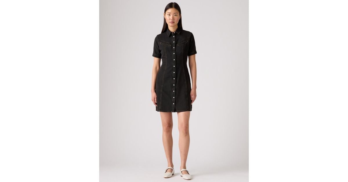 Levi's Rinoa Short-sleeve Denim Dress in Black | Lyst