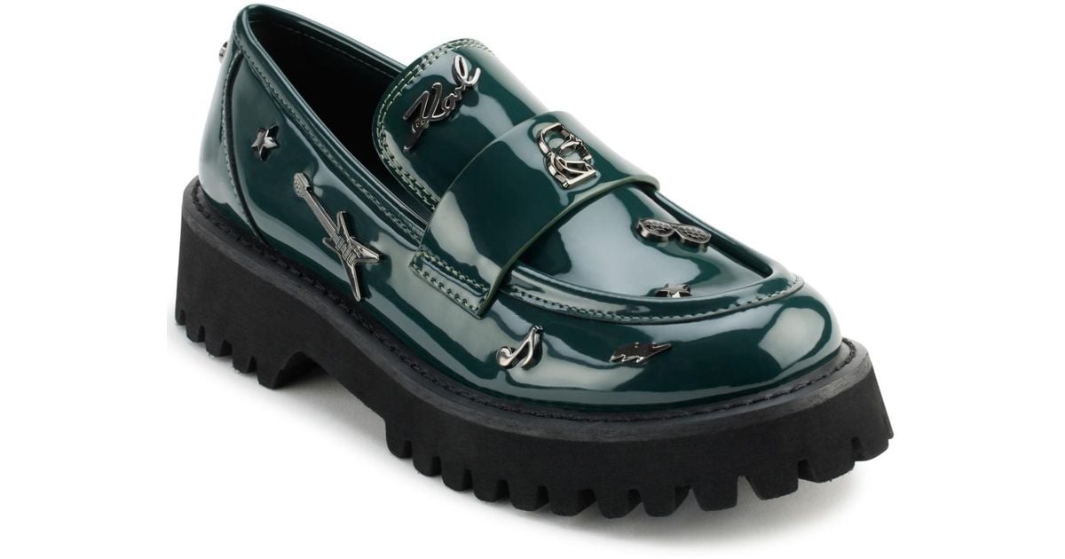 Karl Lagerfeld Gaston Rocker Almond Toe Lug Loafers in Green | Lyst